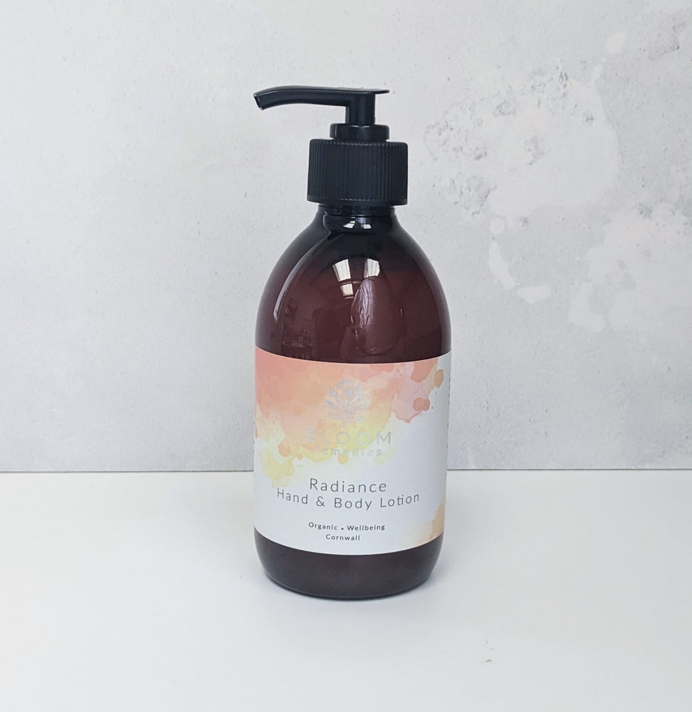 Radiance Hand & Body Lotion - Amber plastic – Bloom Remedies