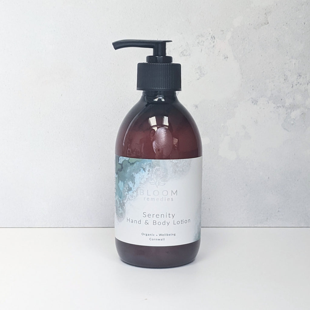 Serenity Organic Hand & Body Lotion - Amber plastic – Bloom Remedies